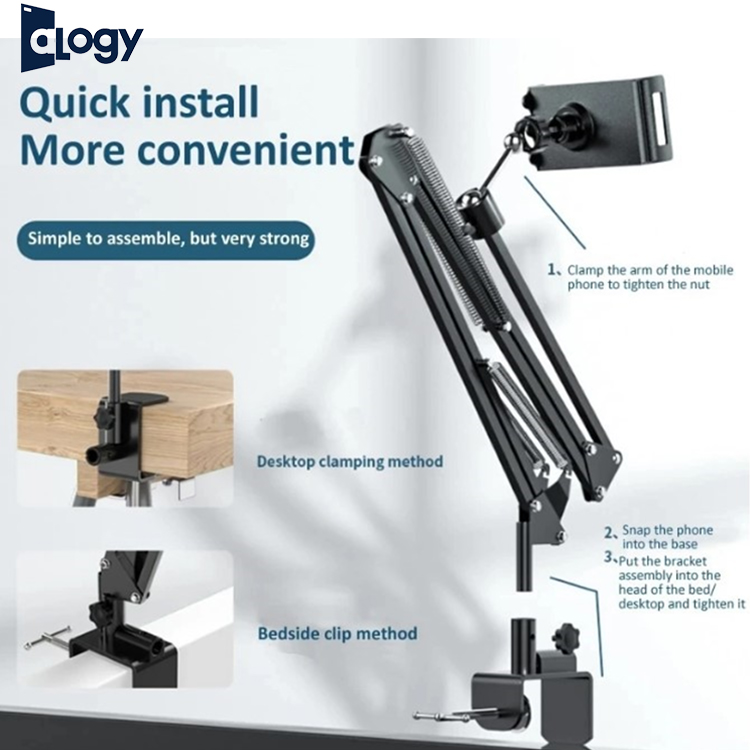 ALOGY Extendable Scissor 360 adjustable Arm Stand For Mobile Tablet ...