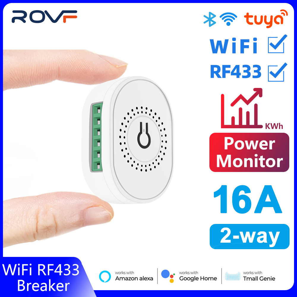 Rovf Tuya mini smart wireless switch-WiFi/rf433-with power monitor-16A ...