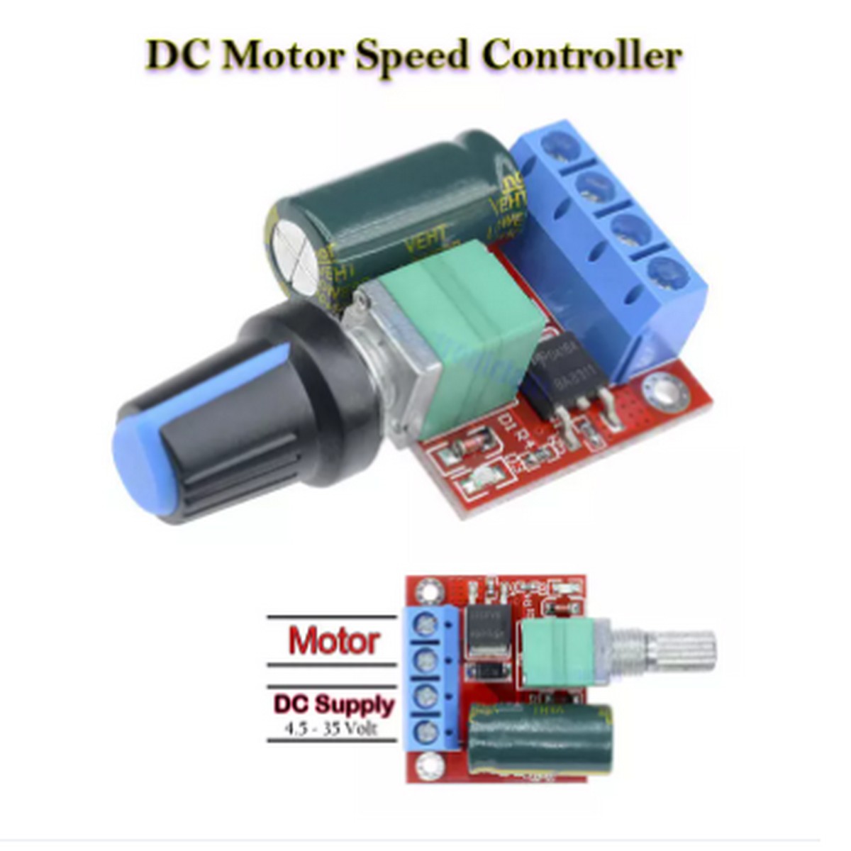 DC Motor Speed Controller Module Mini DC-DC 4.5V-35V 5A 90W Speed ...