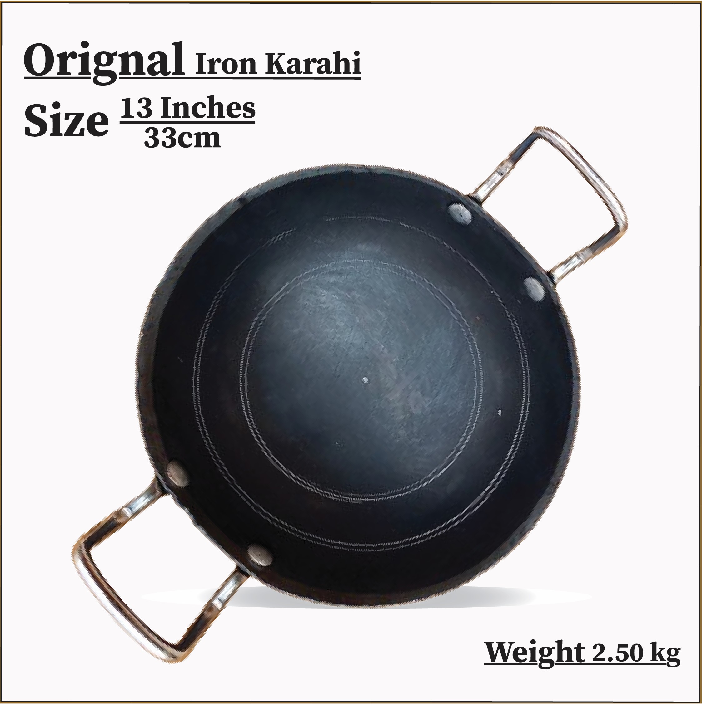 Metal Karahi, Iron Karahi Size 13", 33cm Heavy Duty, Steel Kadahi ...