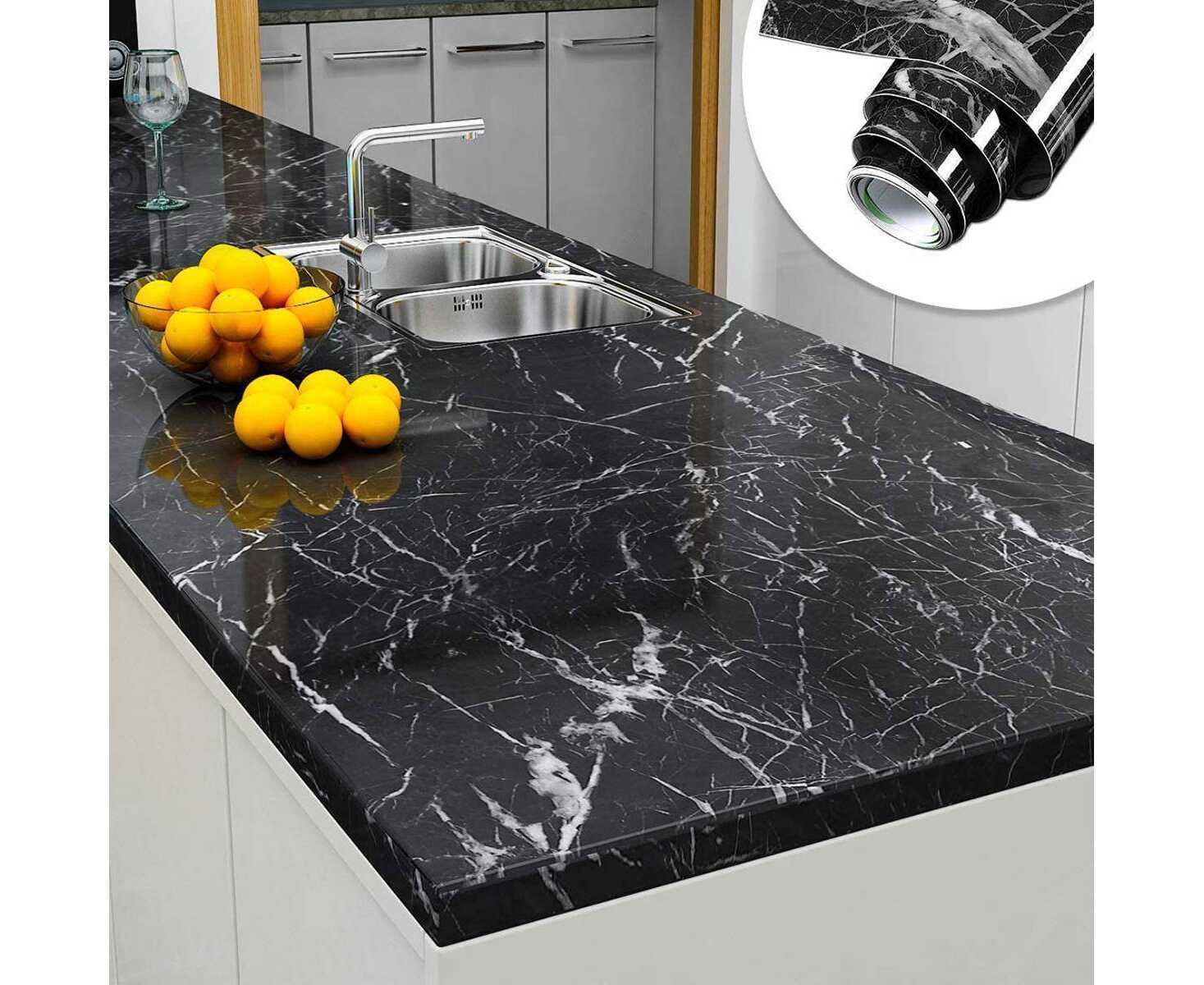US Dealz Wallpaper Glossy Peel and Stick Granite Wall Paper Waterproof ...