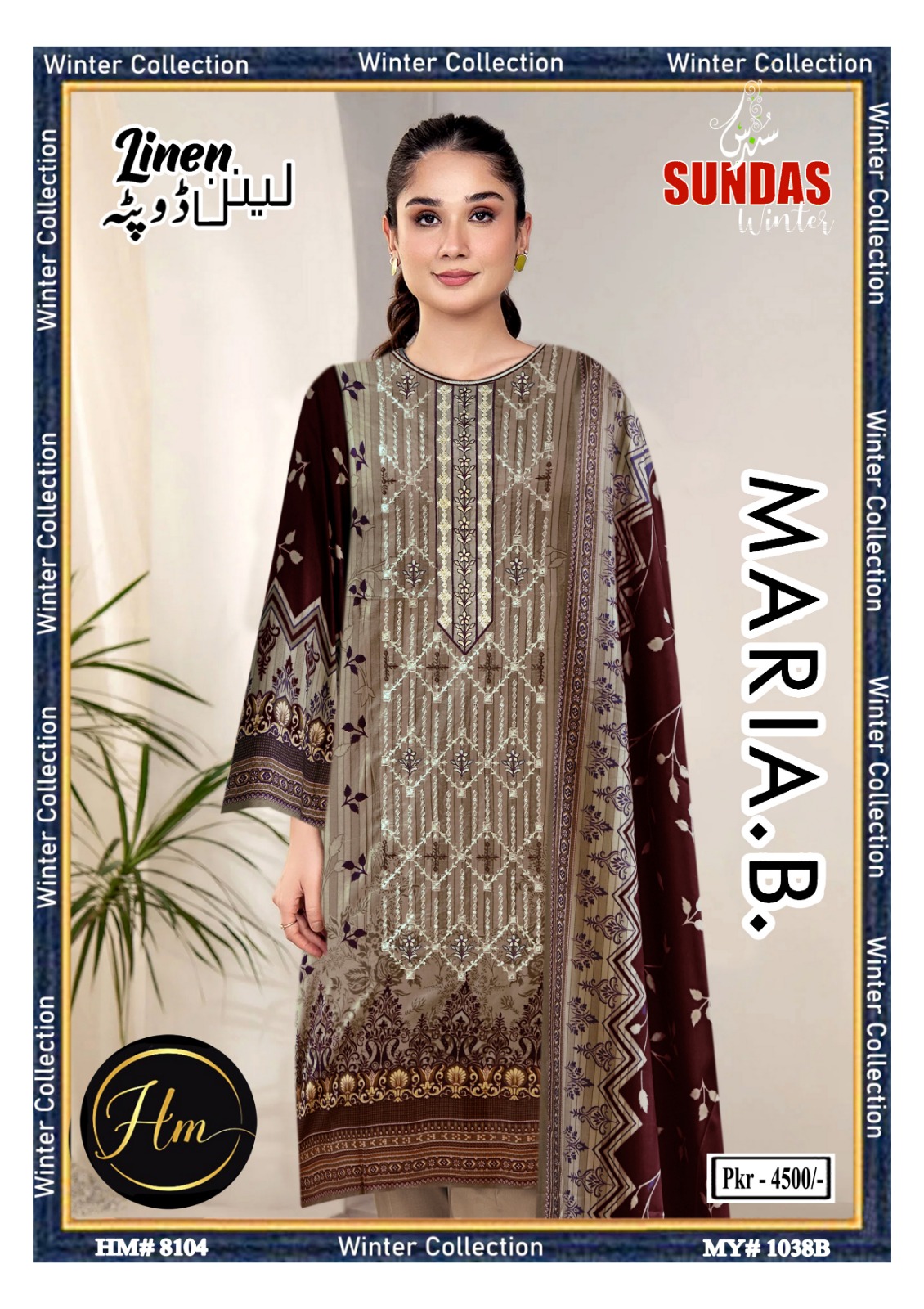 Unstitched & Daman Karahi Ladies Linen Embroidery Suits | Winter ...