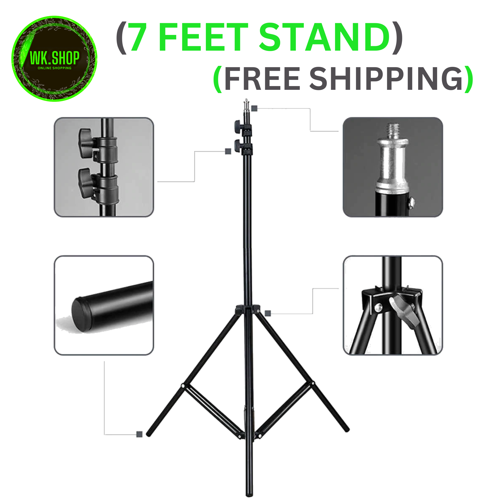 7 Feet / 2.1M Feet Tripod Aluminum Light Stand , DSLR , Multipurpose ...