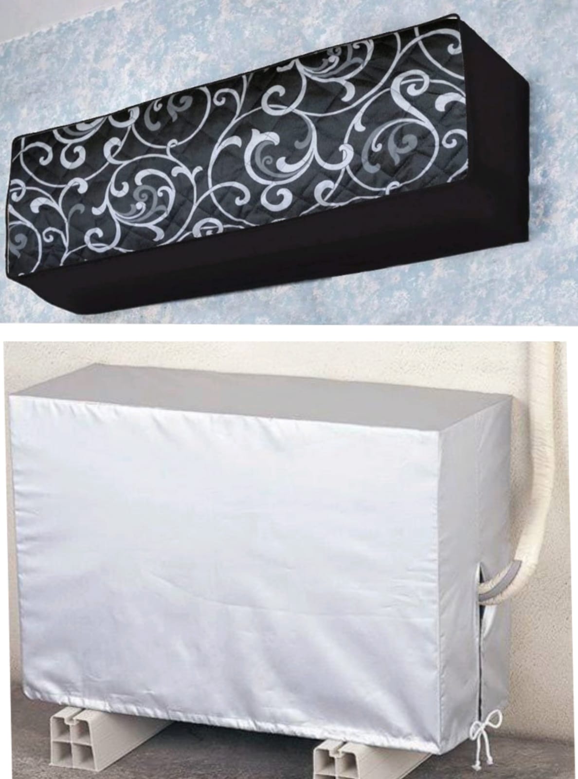 Printed Quilted AC Covers- Black (Indoor Split + Outdoor Unit ...