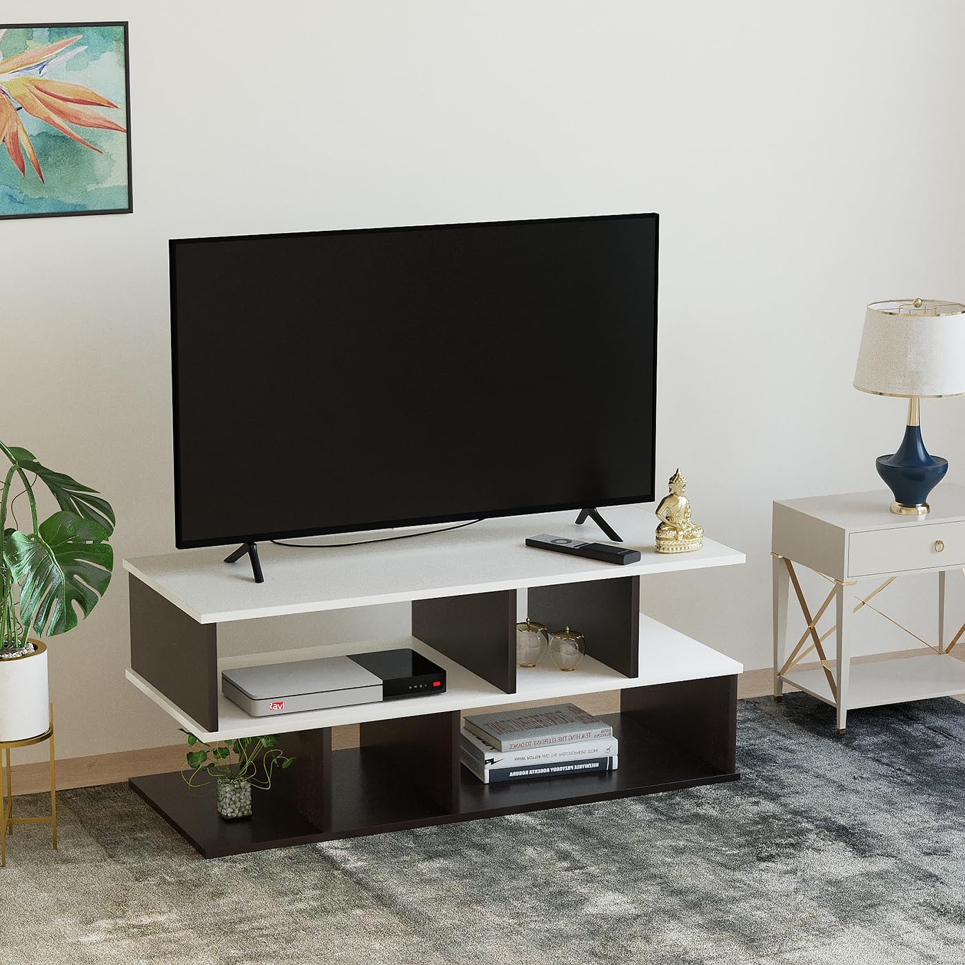 Engineered Wood Tv Unit for Living Room, Floor Monut Entertainment Unit ...