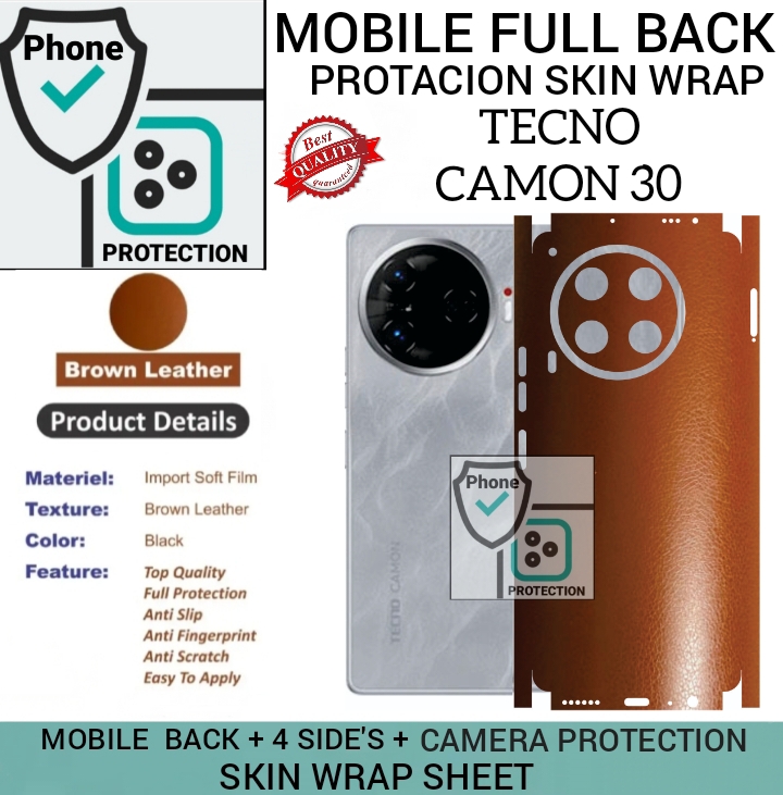 Tecno Camon 30 BACK 360 premium Protection Skin Wrap full cover Premium ...