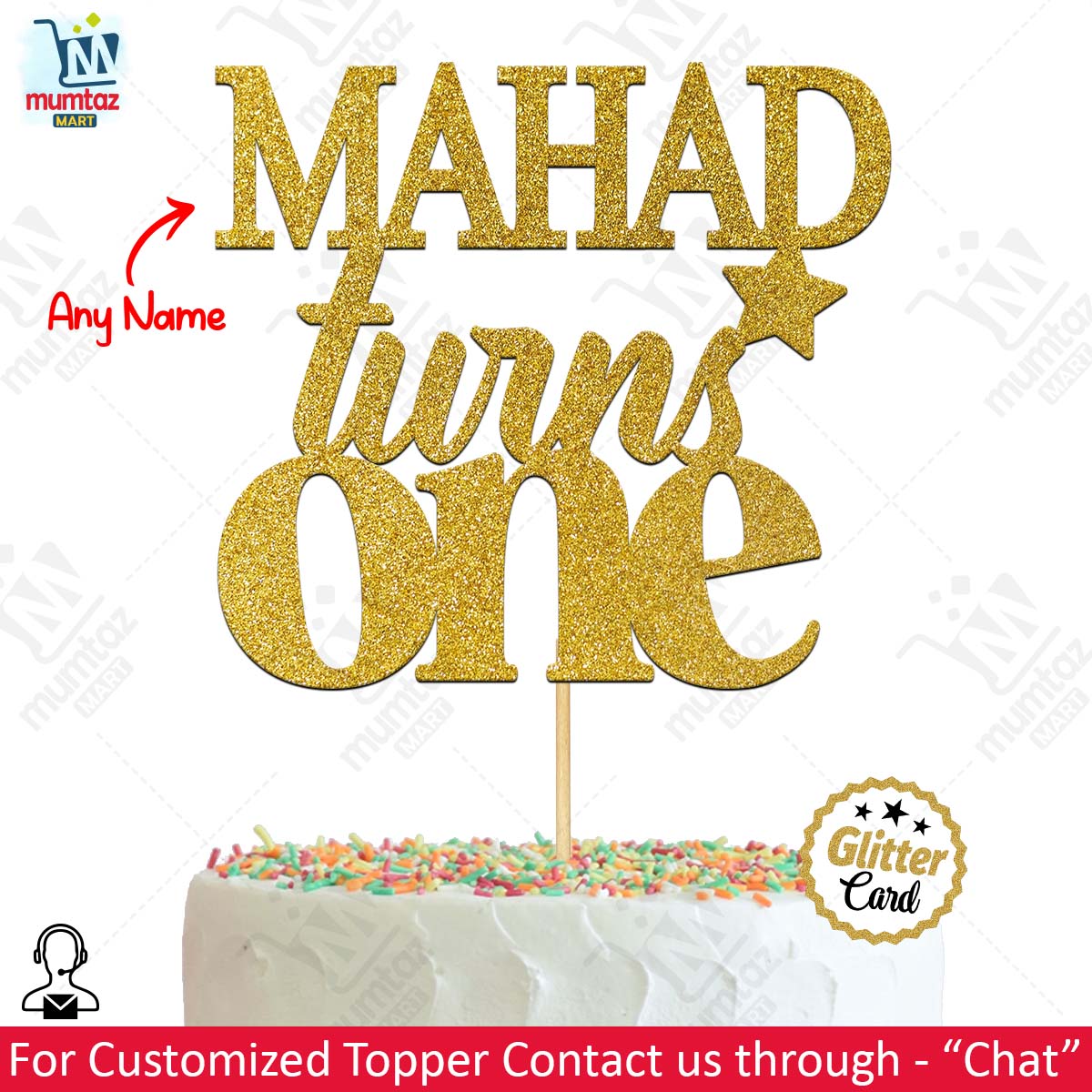 Customized 1st Birthday Cake Topper For Party Celebration, Turns one ...