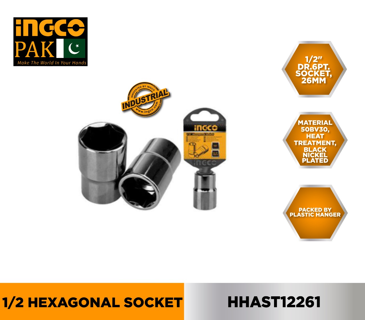 Ingco 1/2" Hexagonal Socket 26mm | Daraz.pk