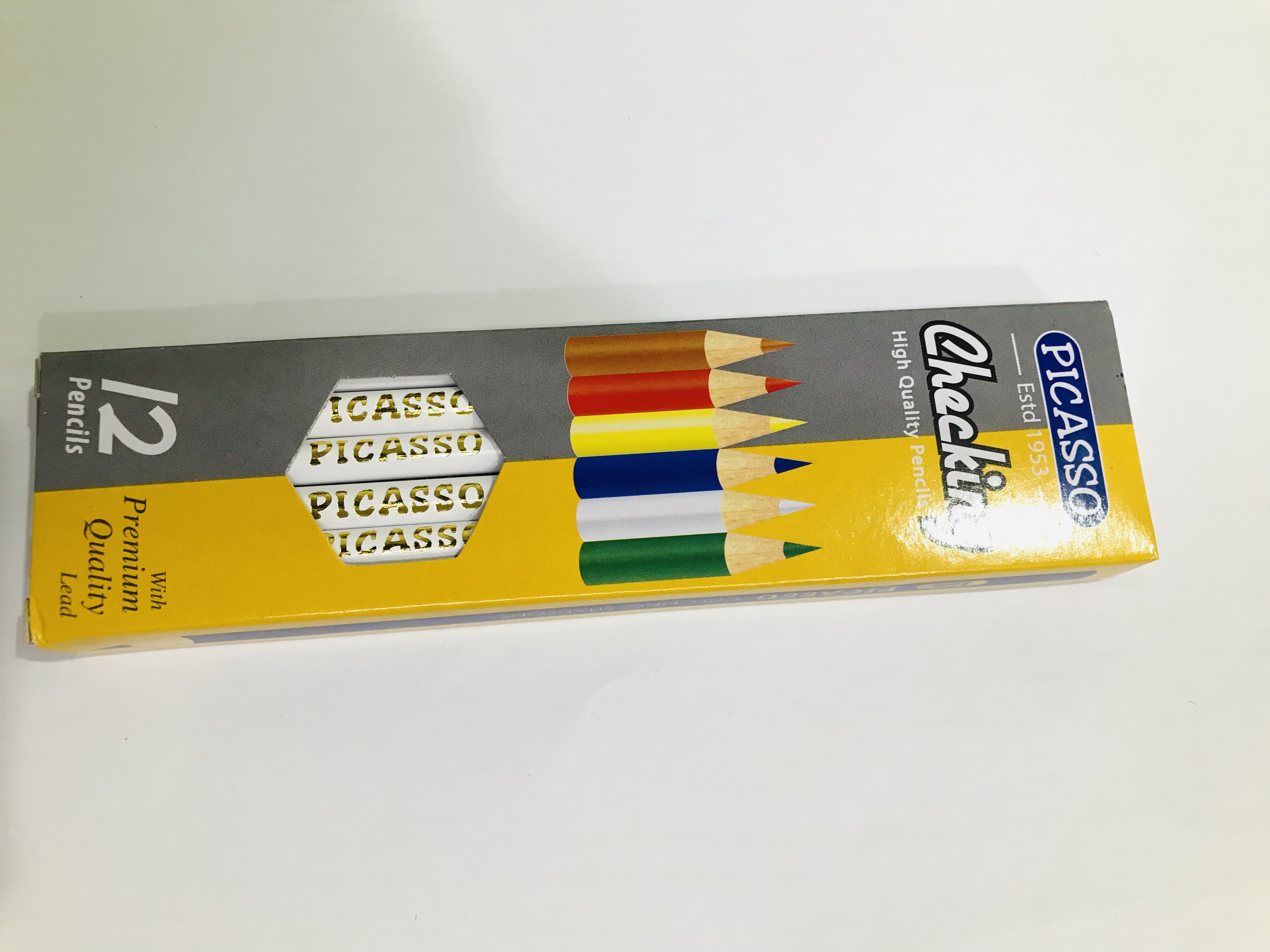 Picasso Checking Pencils Pack of 12 Pencils - Blue Checking - White ...