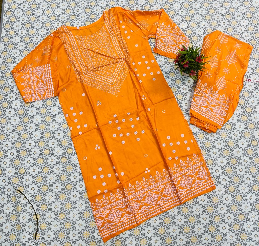 Chunri Style Block Print 2 PCs Ready to Wear for Girls & Women | Daraz.pk
