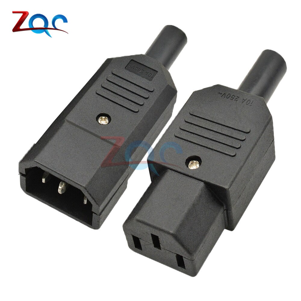 1 pair AC-013A AC 250V 10A Male and Female Power Iron Core Adapter 3 Terminals IEC320 C13 AC ...