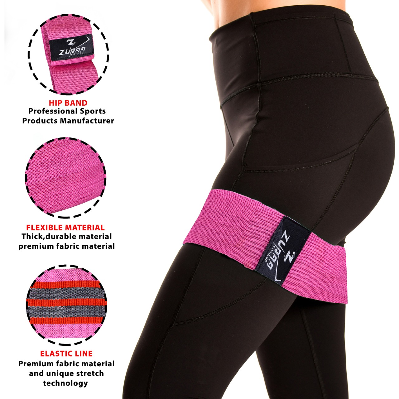 Resistance Band Booty Fabric Glute Hip Circle Legs Squat Yoga Non Slip ...