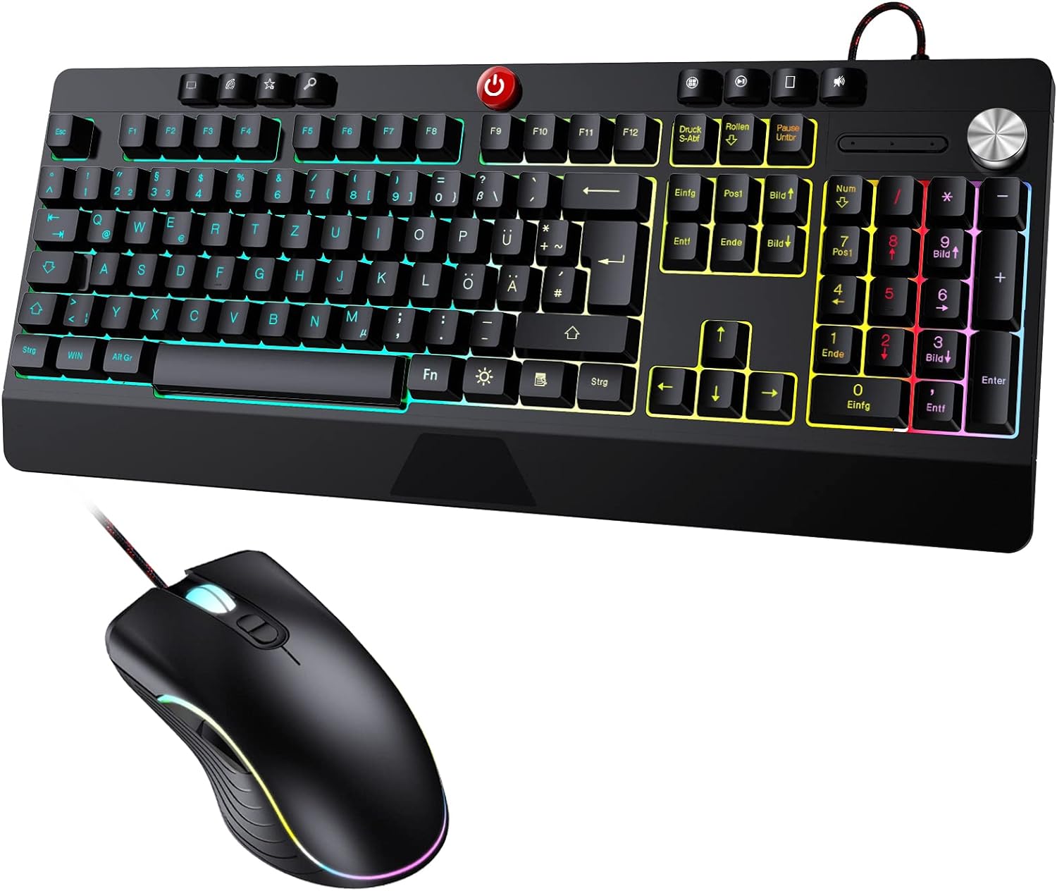 Gaming Keyboard with Mouse, Wired PC Keyboard with Gaming Mouse, 26 ...