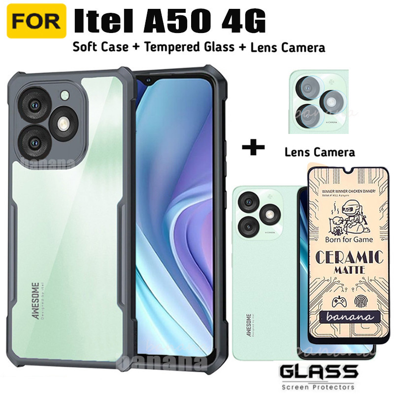 Shock Proof Case for Itel A50 4G Ceramic Tempered Glass Film 3 in 1 ...