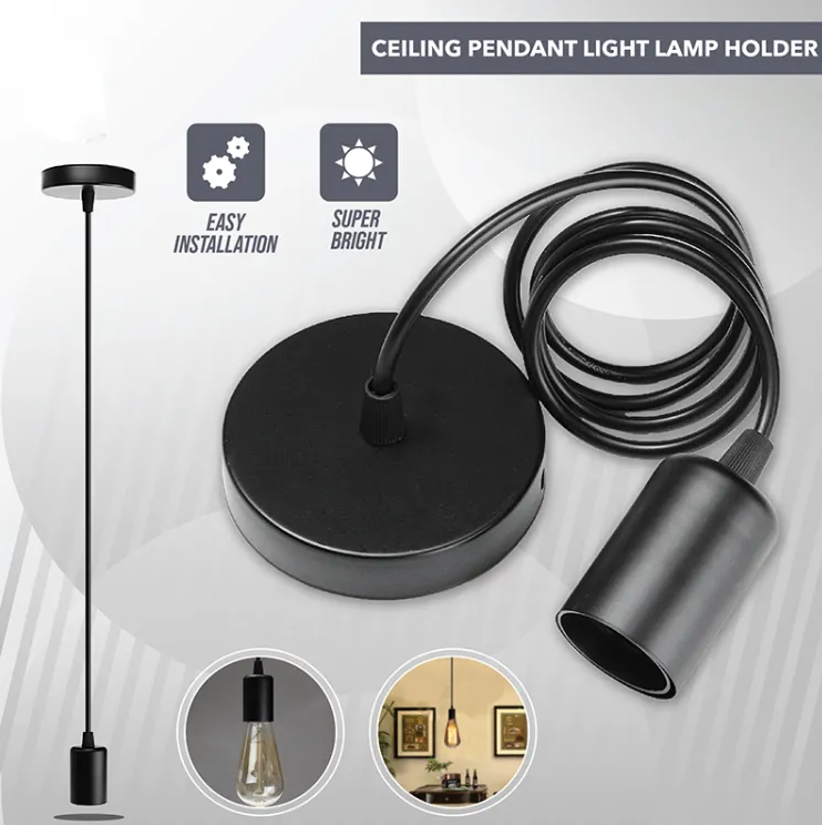 E27 Holder Pendant Kit - Screw Ceiling Hanging Lamp Socket Holder Base ...