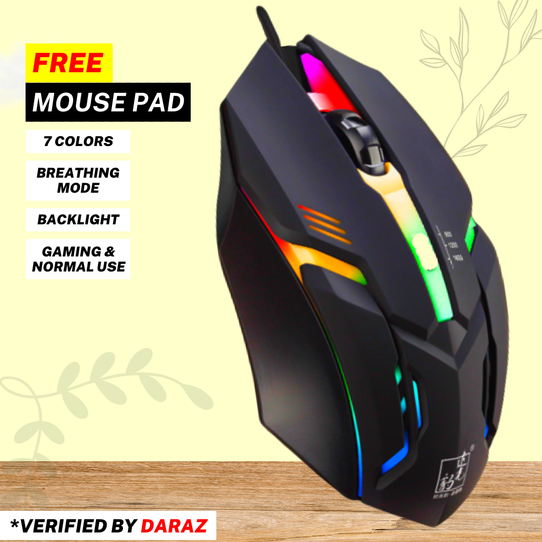 FunBug 7 light Breathing RGB Mouse Cheap with FREE Mouse Pad - Gaming Mouse with 7 led - USB ...