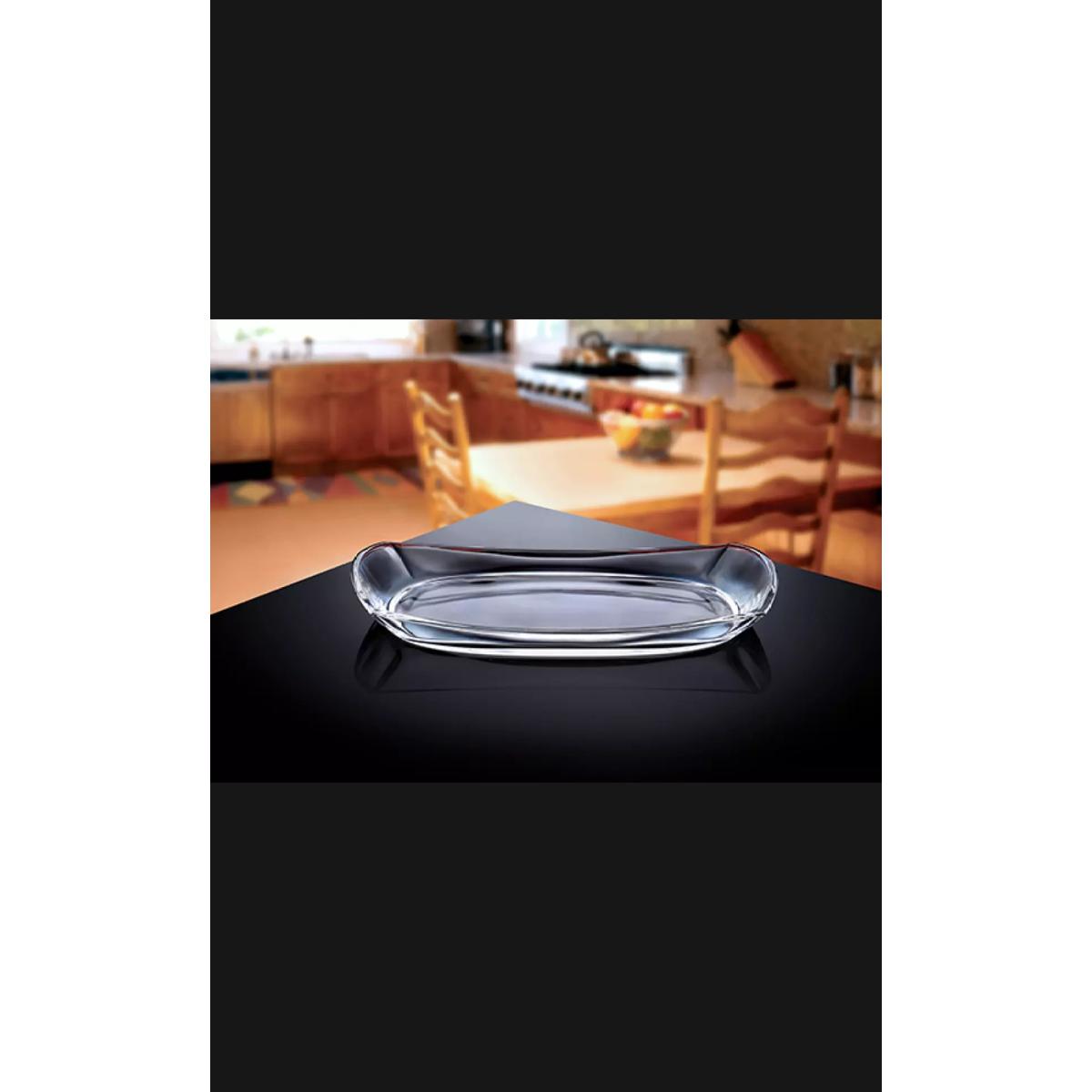 Mono Rectangular Oval Dish Transparent Glass 14.5 inches serving tray ...