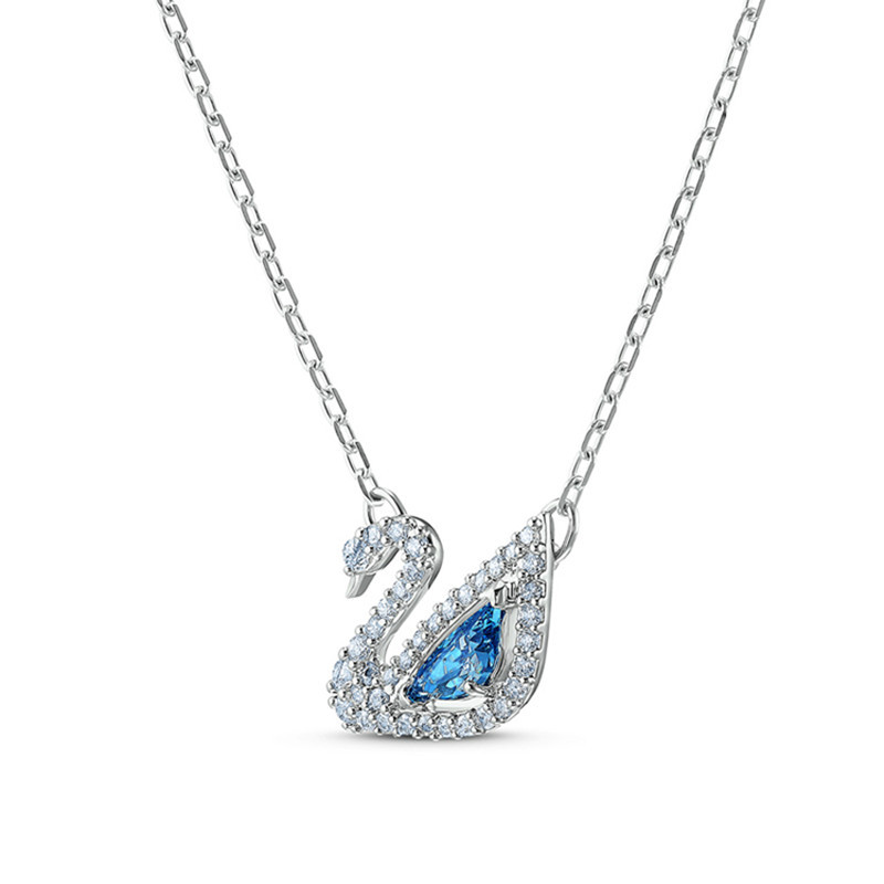 SNPQ Blue Pink Swan Necklace For Women Simple And Elegant Triangle ...