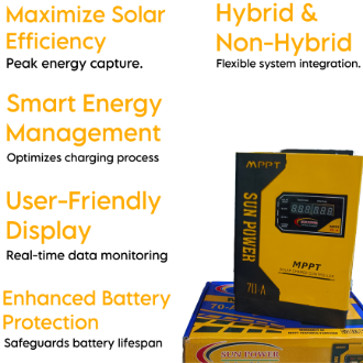 Hyrbid Sun Power Mppt Solar Charge controller 70 Amp with DC Load ...