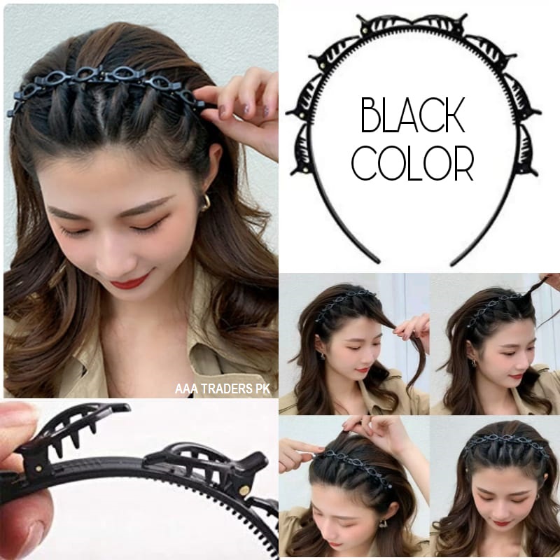Double Bangs Hairstyle Hairpin 2-layer Twist Plait Headband Woven Hair ...
