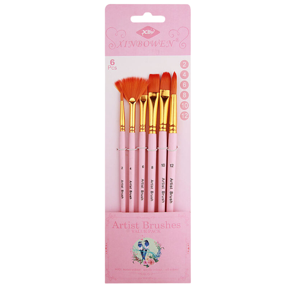 Paint Brushes Professional Quality Pack Of 6 Flat Tip Round Tip Angular ...