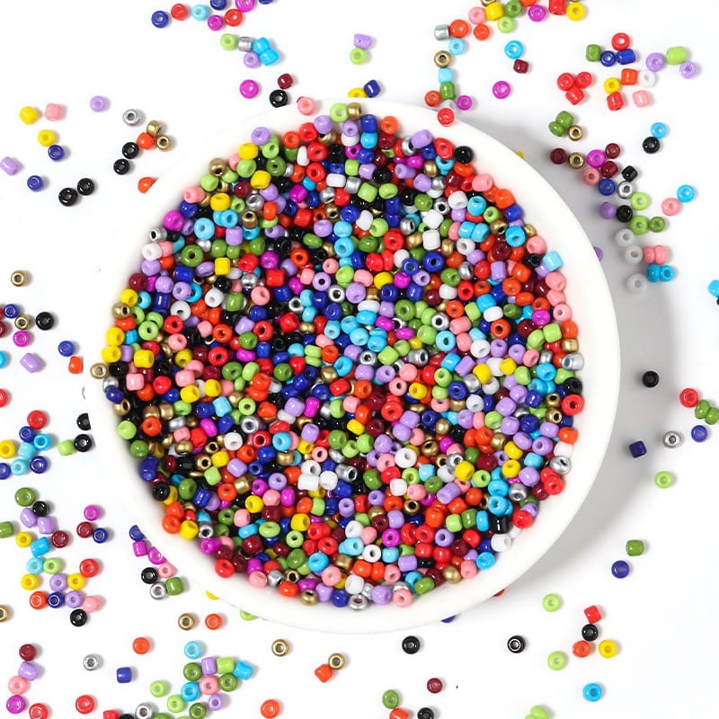 Upto 3000+ Beads 4mm size Random Multicolor Seed Beads Fashion For DIY ...