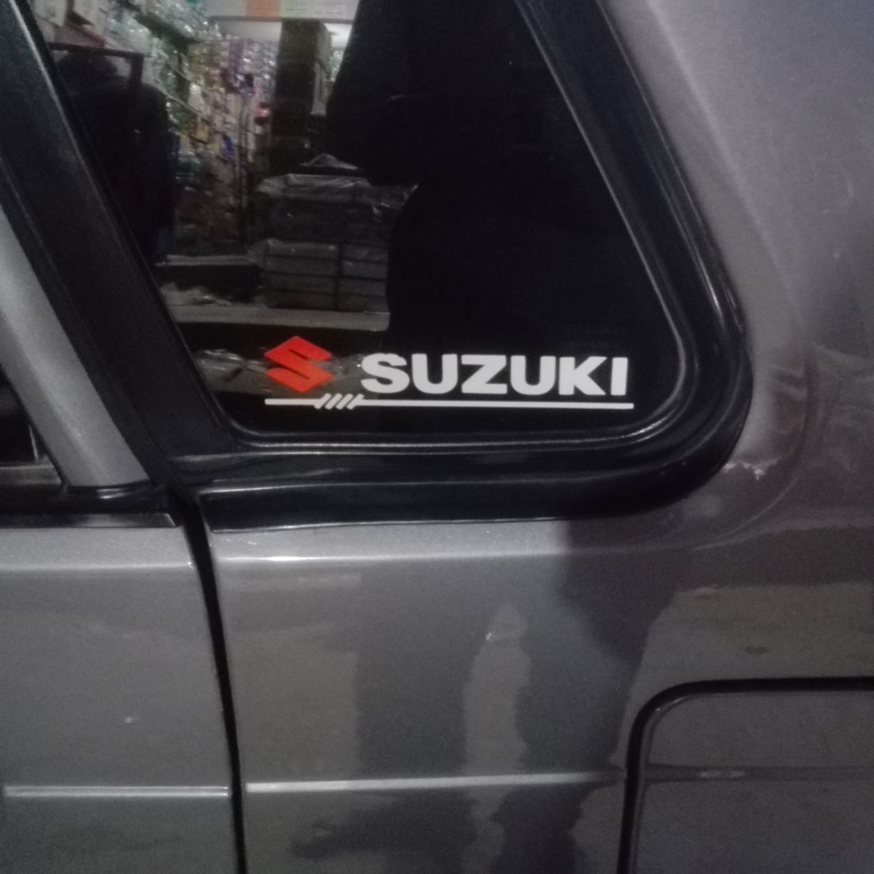 2pcs white suzuki stickers for all cars back side mirror, bumper ...