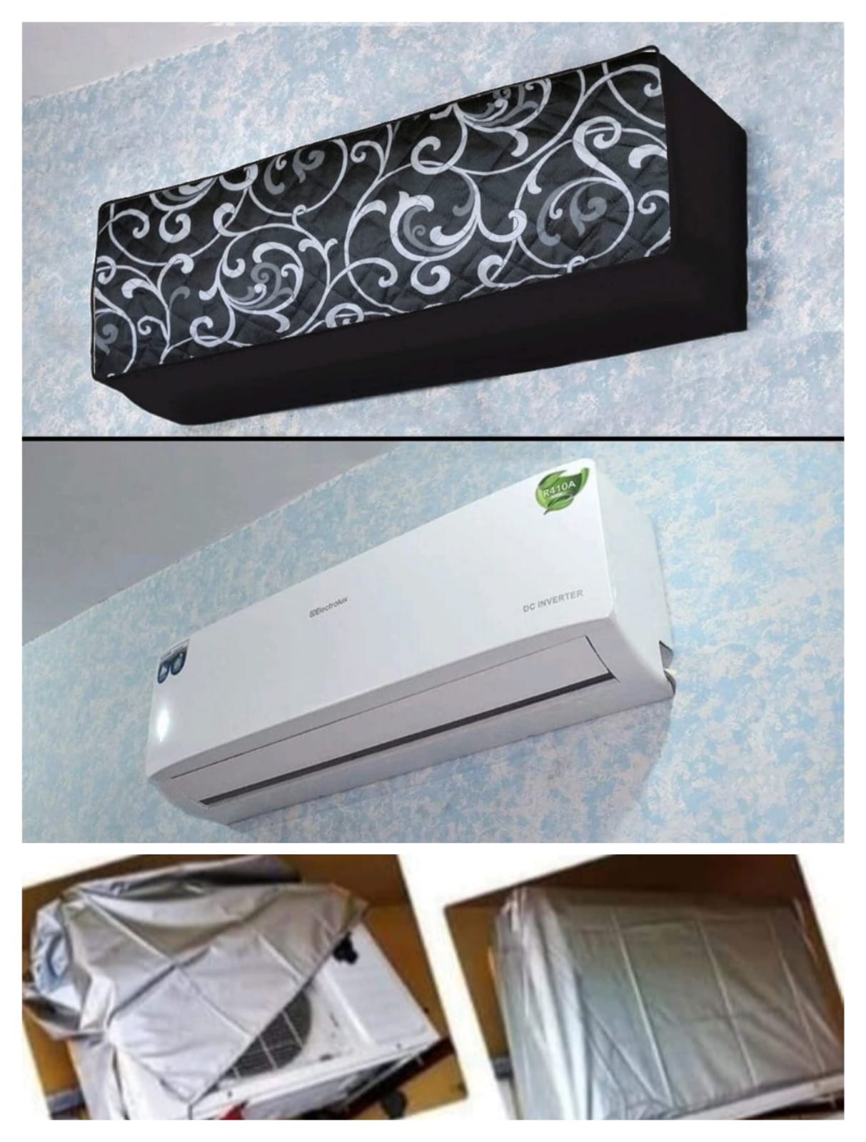 Printed Quilted AC Covers- Black (Indoor Split + Outdoor Unit ...