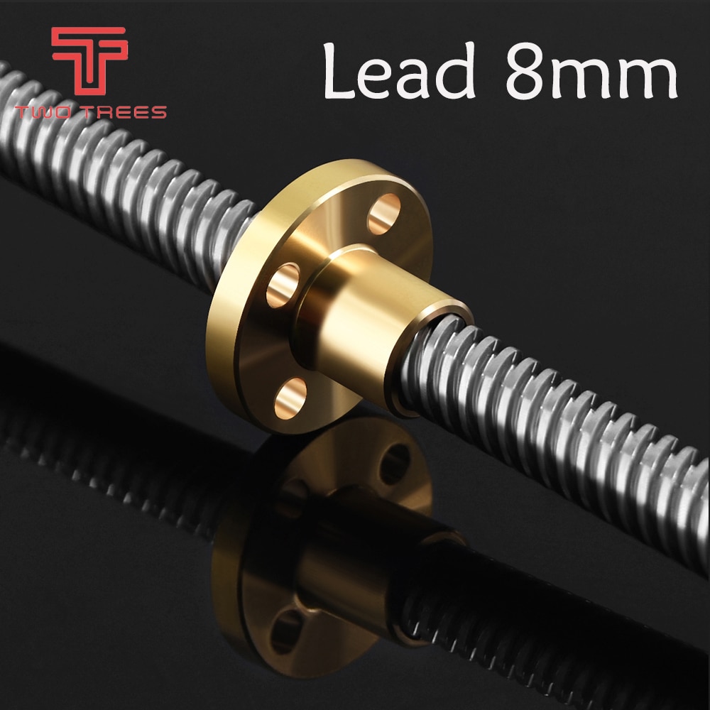 T8 Lead Screw OD 8mm Pitch 2mm Lead 8mm 150mm 200mm 250mm 300mm 330mm 350mm 400mm 500mm with ...