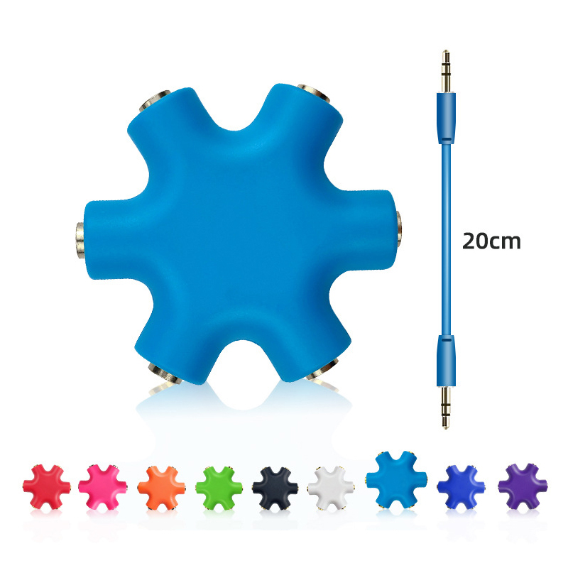 6 Ports Headphones Aux Splitter 6 In 1 Smart Accessories Audio Aux ...