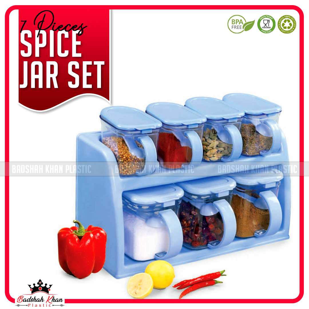 7 Jar Masala Pack Masala Box Spice Rack box with Automatic Lid Cooking ...