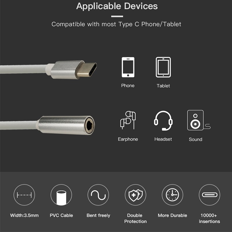 MAXSIZ Type C to 3.5 mm 2 in 1 Earphone Audio Adapter And USB Wired ...