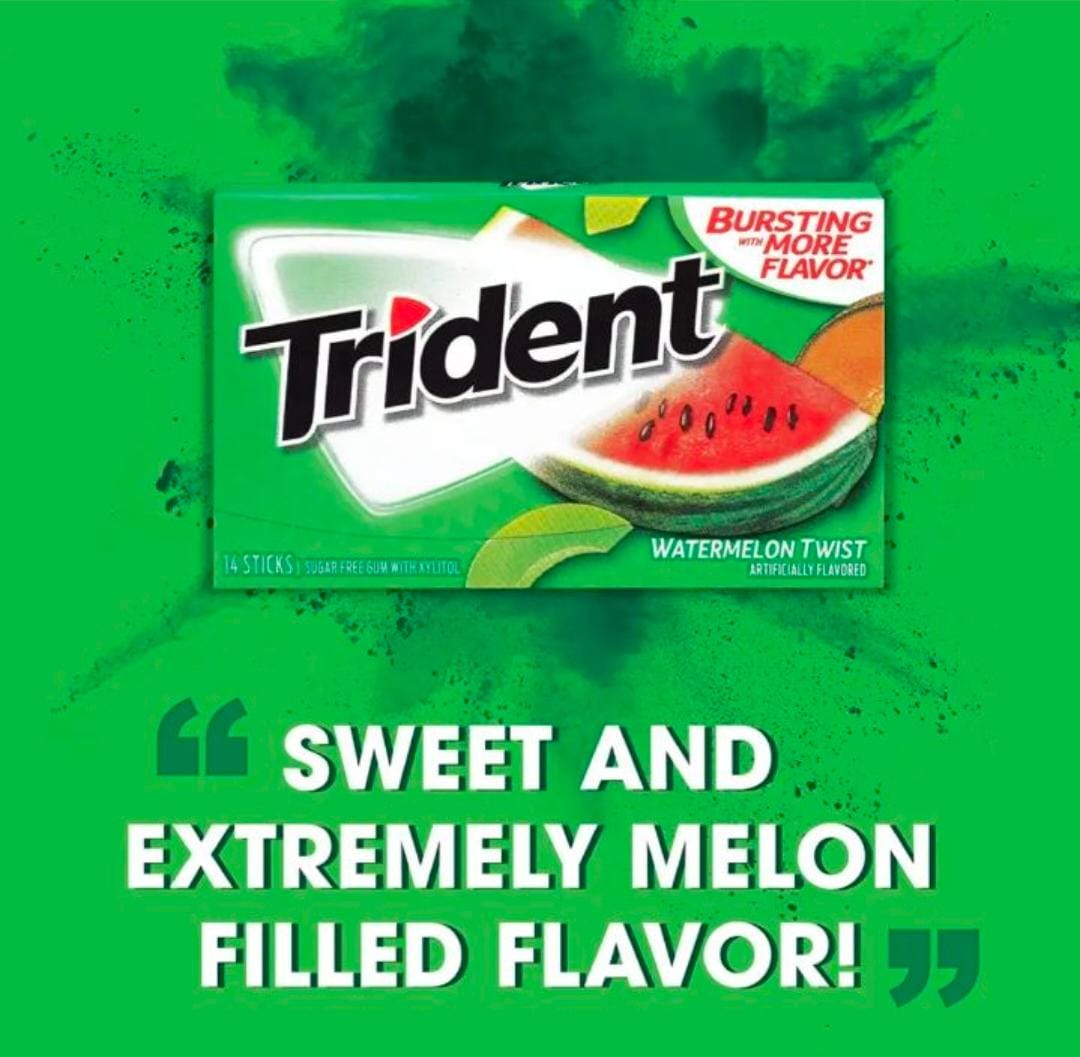 TRIDENT BUBBLE GUM ALL FLAVORS AVAILABLE-SINGLE PC 14 STICKS | Daraz.pk