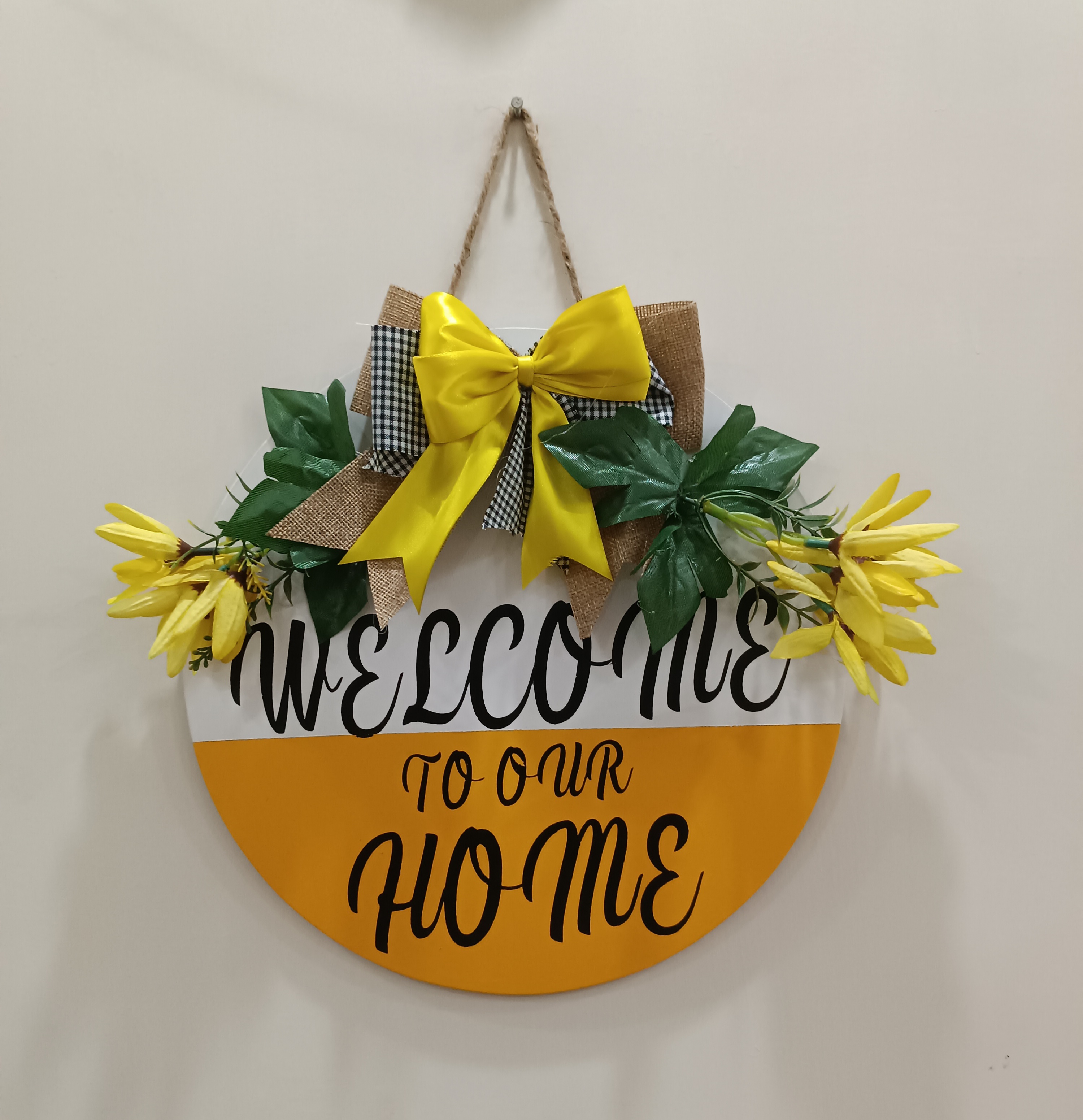 Elegant MDF Wooden Welcome Sign | 12-Inch Round Hanging Decor for Front ...