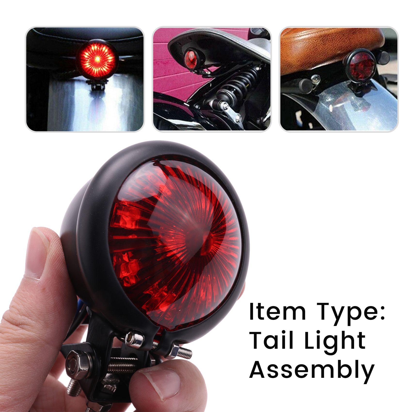 Red 12V Led Black Cafe Racer Tail Light for Chopper Bobber | Daraz.pk