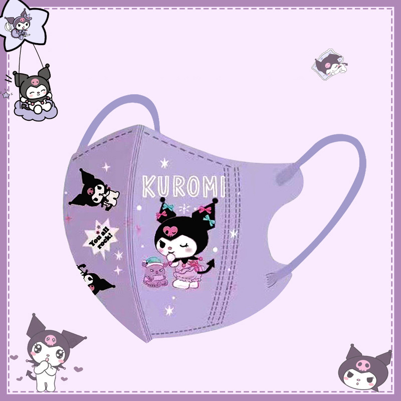 10Pcs/pack Kuromi 3D Cartoon Mask Cute Girl Print Mask Disposable ...