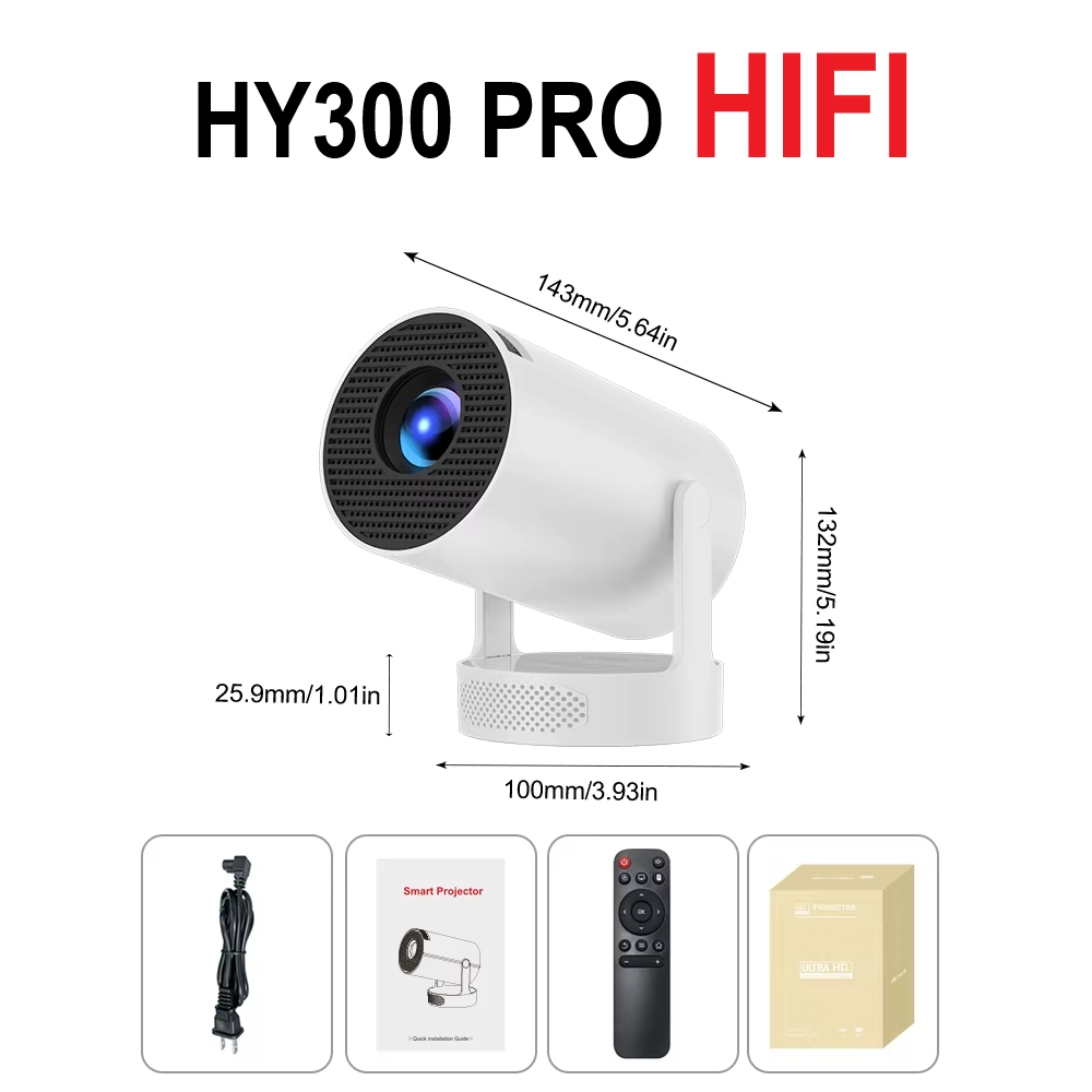 HY300, HY300 Pro & HY300 Plus Android Projector 200/260 ANSI Android 11 ...