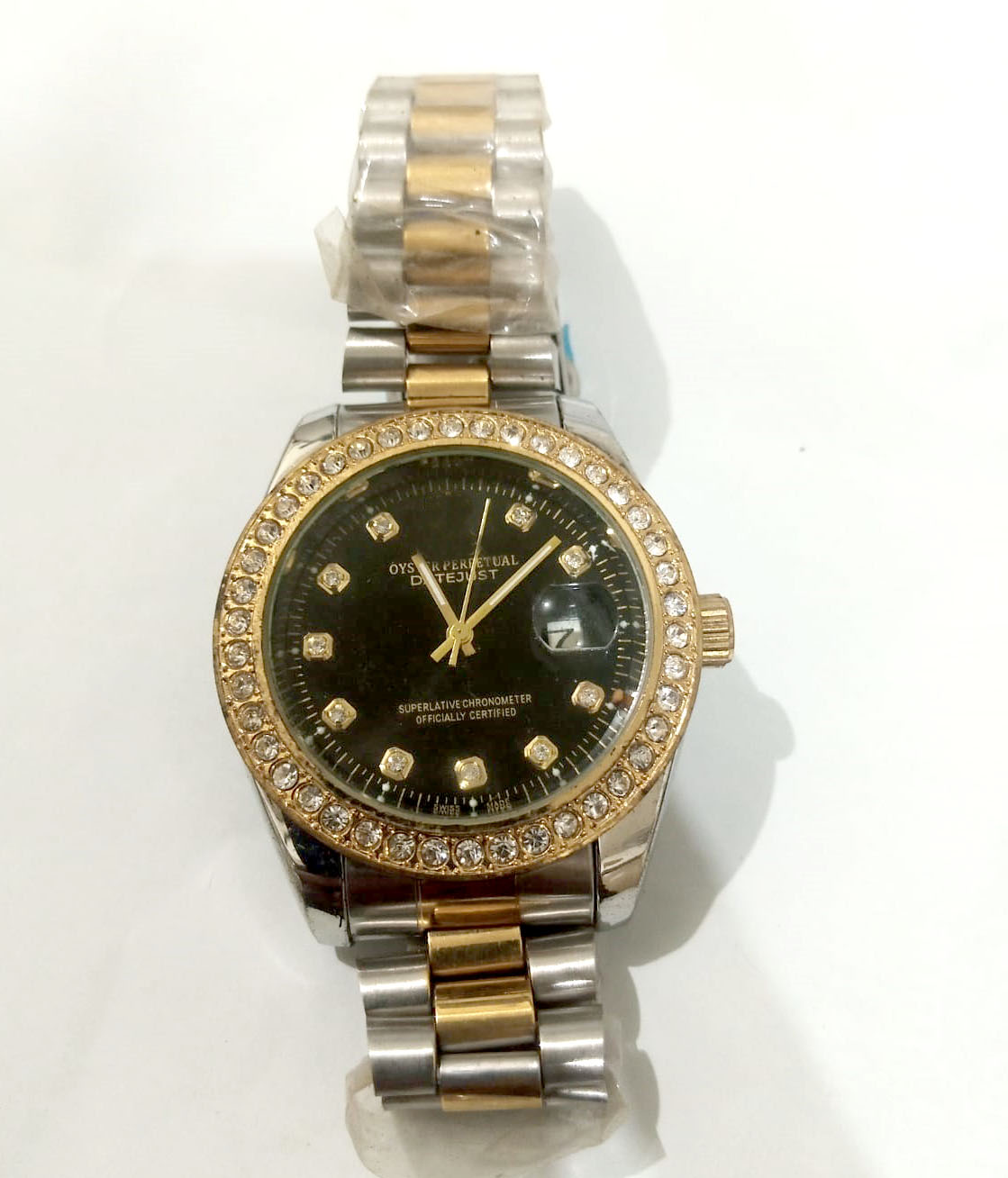 Luxury Stone Watch For Men Twotone Golden | Daraz.pk