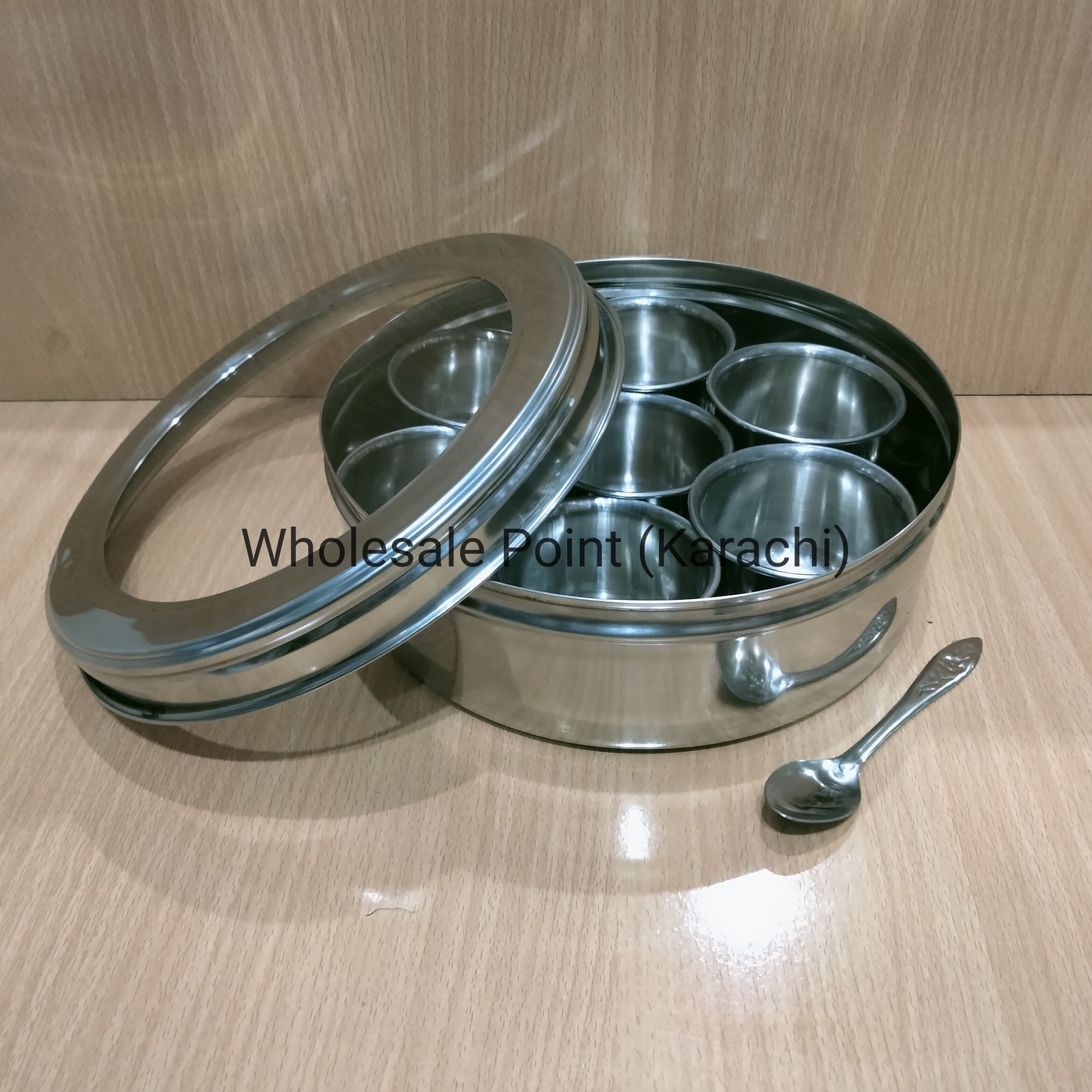 Stainless steel spice box with transparent lid and 1 pc spoon includes ...