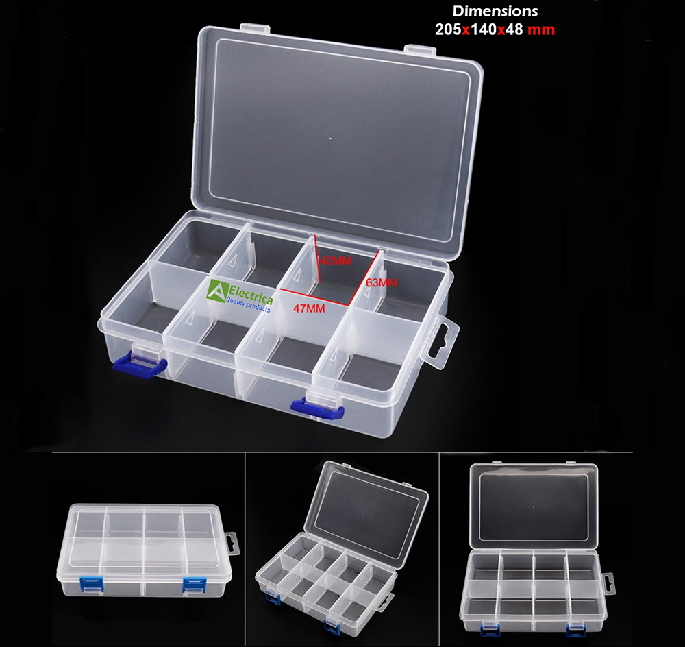Transparent Plastic Tool Box V-200 Component Box Parts Box 8 Sections ...