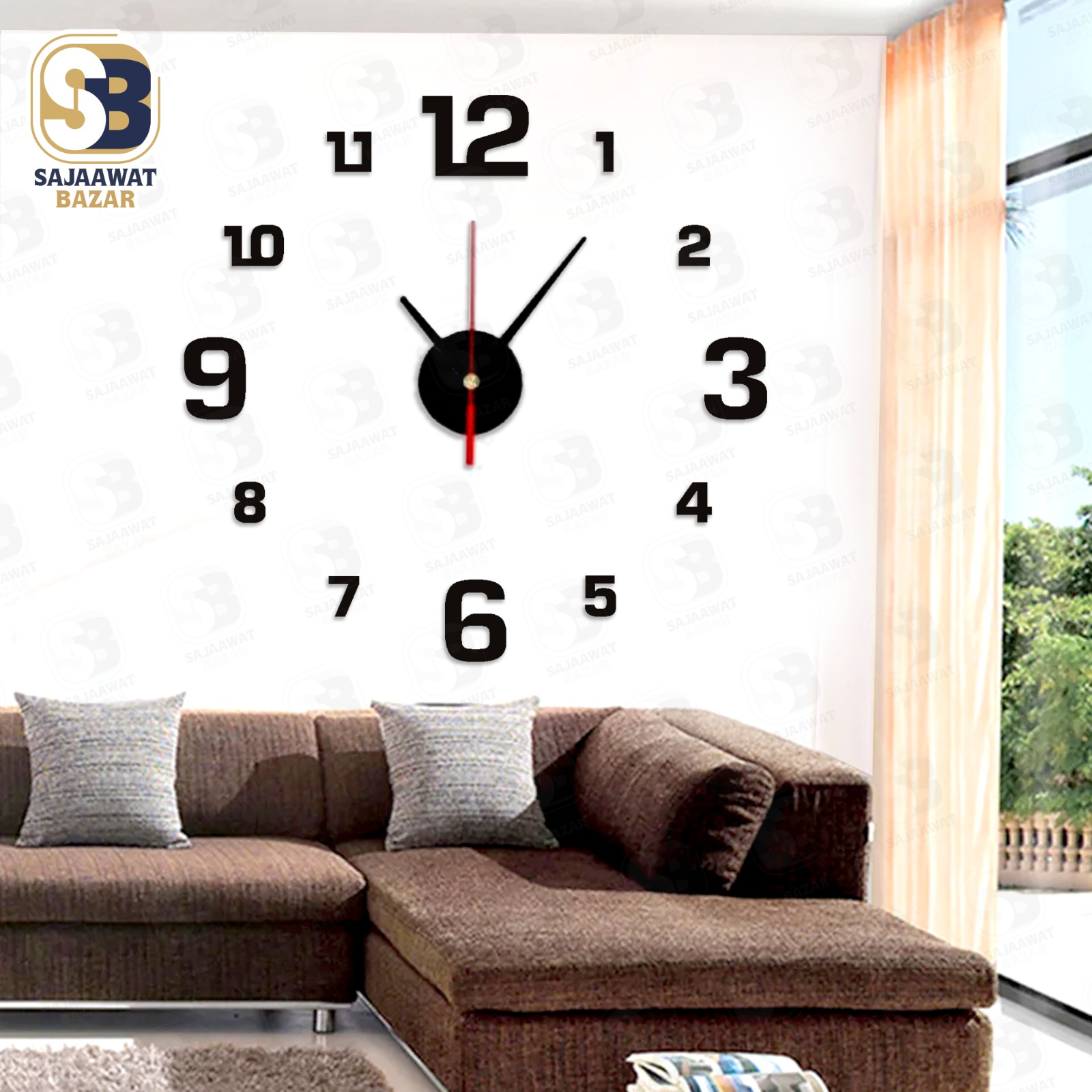 Sajaawat Bazaar | New 3D Digits Wooden Wall Clock 24 inch I Wall Clock ...