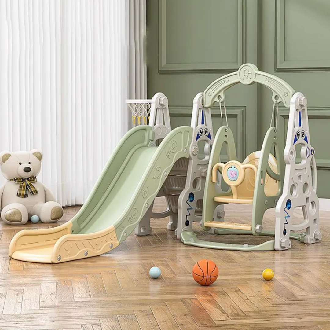 Baby Kids Boy Girl Slide & Swing With Basketball Hoop & Music | Daraz.pk