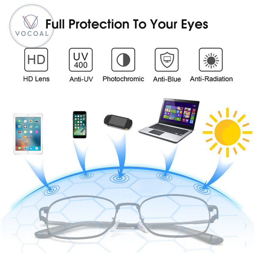Vocoal Men Women Glasses Fashion Polarized Sunglasses Photochromic Auto ...