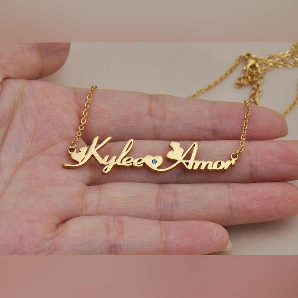 The Jewel Lodge Hearts Customized 18k Gold Plated Double Name Necklace The Jewel Lodge Hearts Customized 18k Gold Plated Double Name Necklace