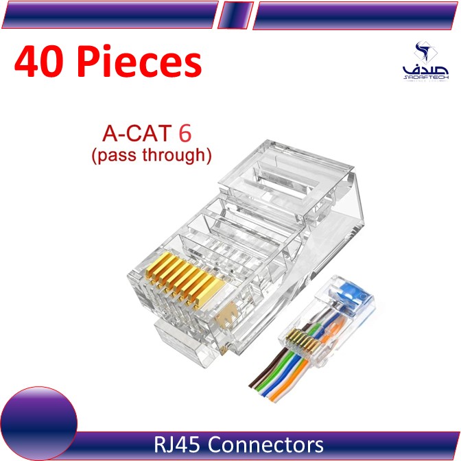 RJ45 Connectors Easy-Crimp RJ45 Pass Through Connectors for Solid or ...