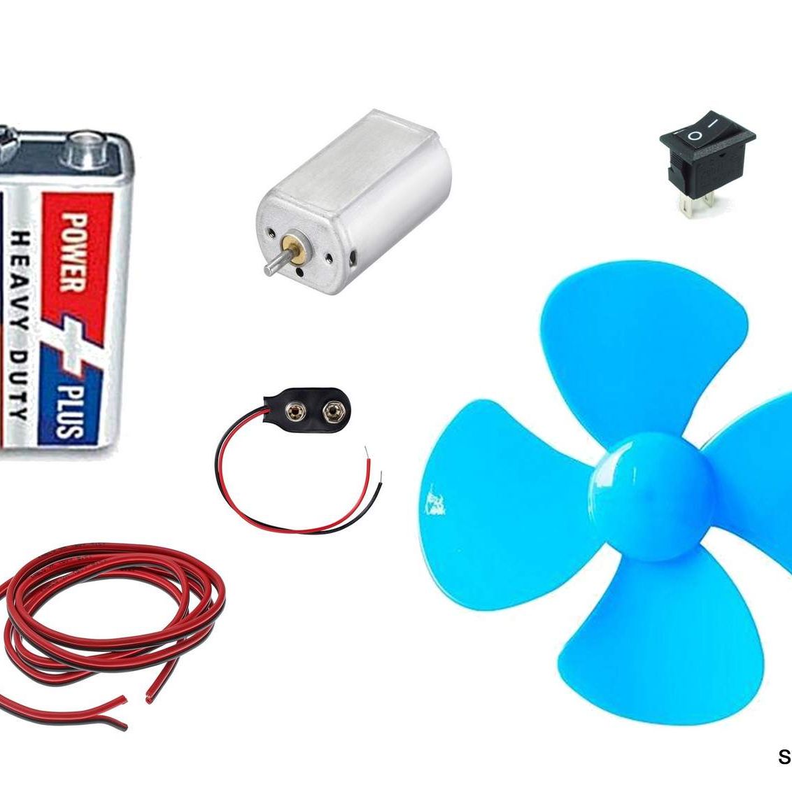 DC motor fan Set Electronic Science project Kit with Battery | DC Motor ...