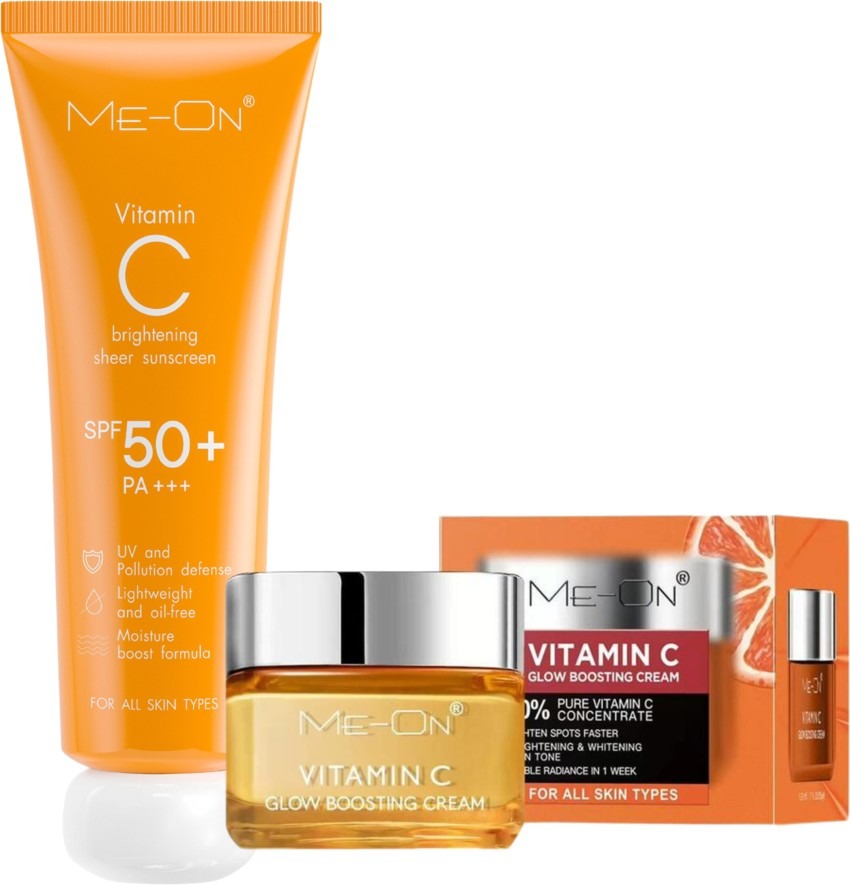 Me-on Vitamin C Glow Boosting Cream +Vitamin C Sunscreen 100g | Daraz.pk