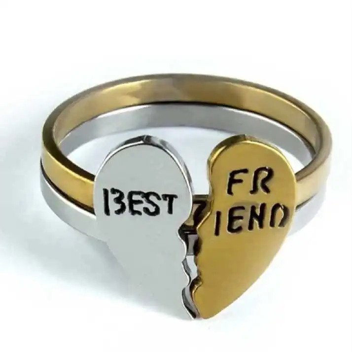 The Jewels Gallery Best Friend Broken Heart Couple Ring for Men and ...