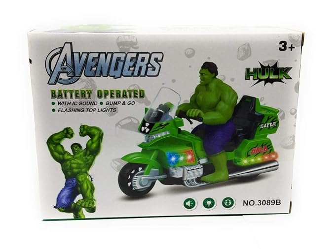Toys Avengers Battery Operated Hulk Riding Bike with Flashing Top ...