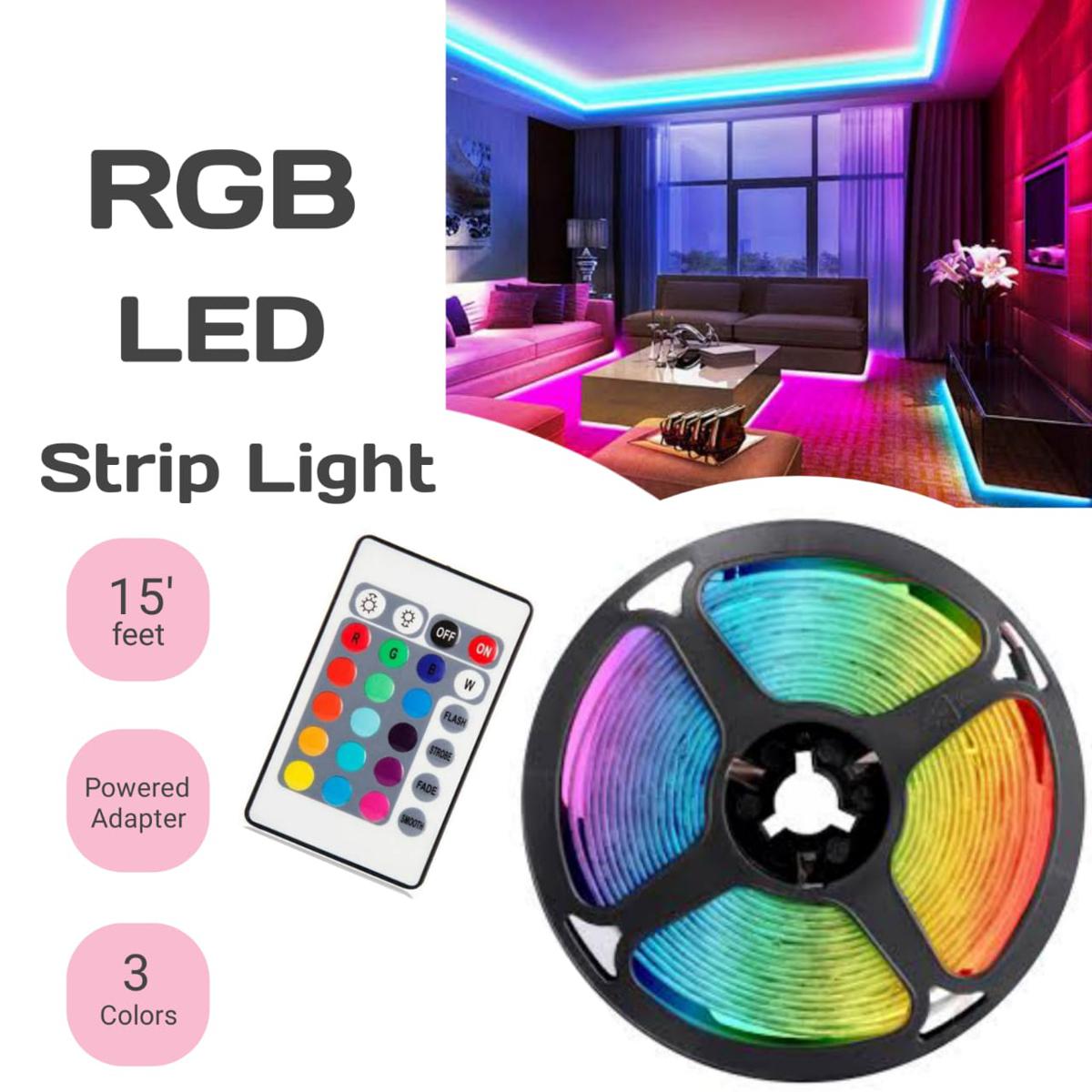 Color Changing RGB LED Light Strips Roll Of 15ft With Remote Controll Color Changing RGB LED Light Strips Roll Of 15ft With Remote Controll